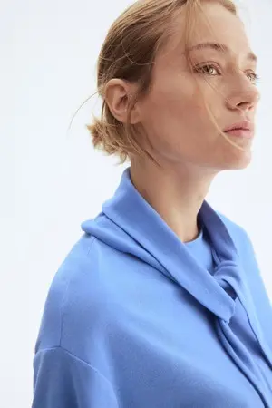 H&m Cotton Scarf Collar Top