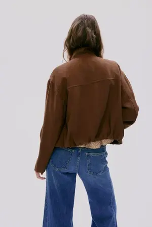 H&m Funnel-collar Jacket With Concealed Press-studs