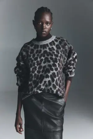 H&m Jacquard-knit Pullover With Round Neck