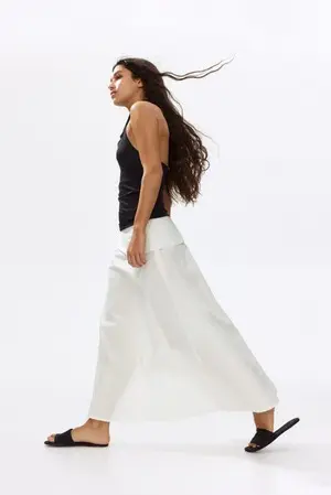 H&m Flounced Poplin Maxi Skirt