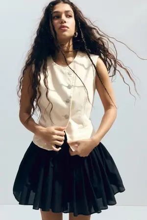 H&m Hammered Button Twill Waistcoat