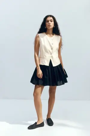 H&m Hammered Button Twill Waistcoat