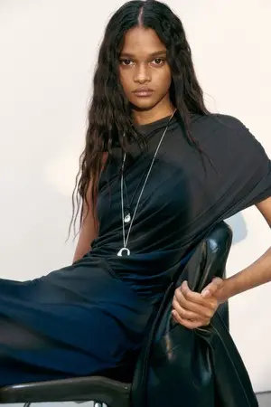 H&m Draped Asymmetric Maxi Dress