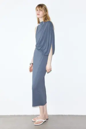 H&M Draped Asymmetric Maxi Dress
