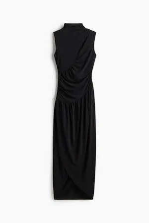 H&m Draped Turtleneck Midi Dress