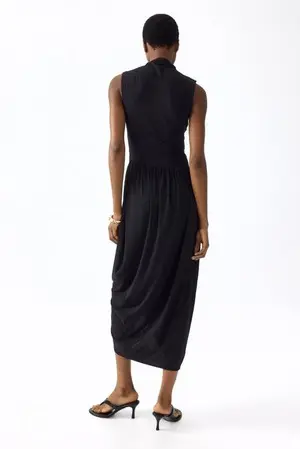H&m Draped Turtleneck Midi Dress