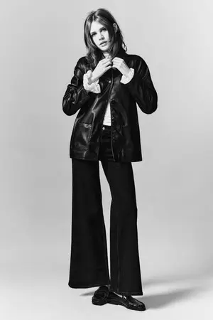H&m Coated Car Coat With Classic Collar - Black
