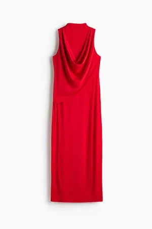 H&m Sleeveless Turtleneck Draped Maxi Dress