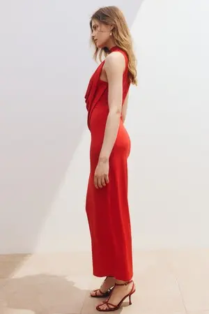 H&m Sleeveless Turtleneck Draped Maxi Dress