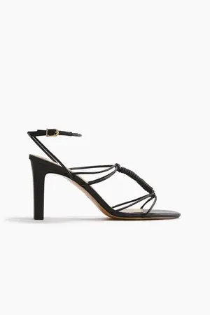 H&m Heeled Strappy Sandals With Knot Detail - Black