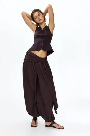 H&m Linen-blend Waistcoat - Dark Brown