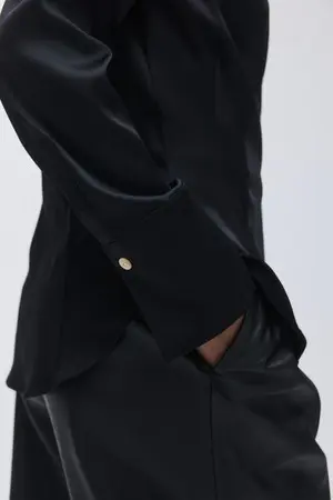 H&m Fitted Twill Shirt With Subtle Sheen