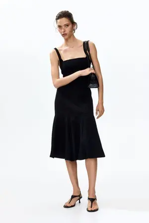 H&m Flared Skirt Midi Dress