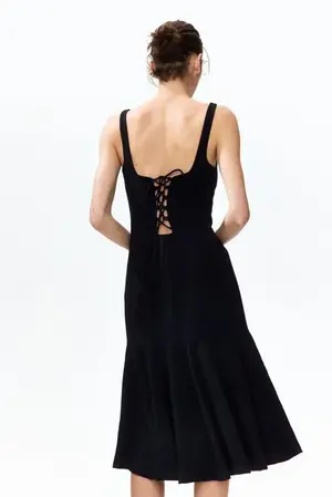H&m Flared Skirt Midi Dress