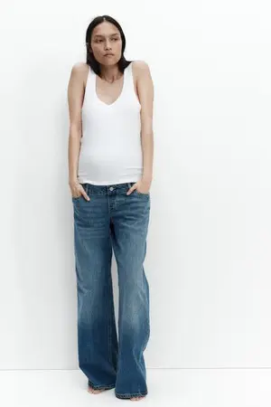 H&M Mama Wide Leg Jeans - Denim Blue