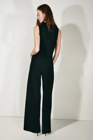 H&m Sleeveless Draped Jumpsuit With Tie Belt
