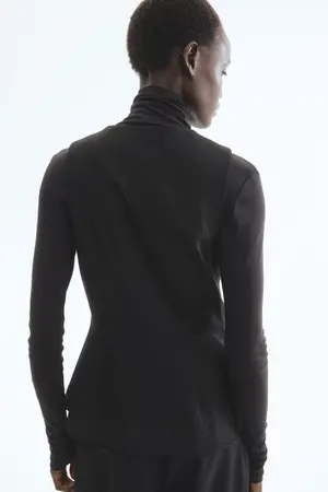 H&m Peplum Waistcoat With V-neck - Black