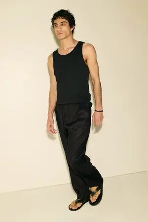H&m Linen-blend Trousers - Black