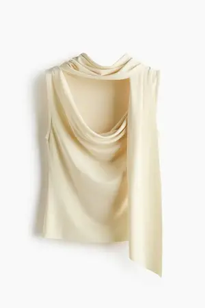 H&m Sleeveless Top With Draped Scarf Detail