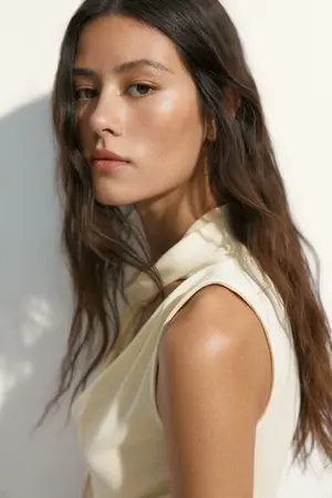 H&m Sleeveless Top With Draped Scarf Detail