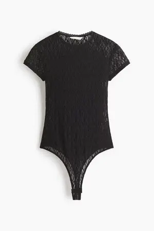 H&m Lace-look Jersey Thong Bodysuit
