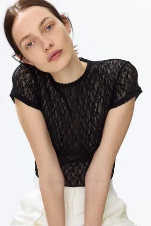 H&m Lace-look Jersey Thong Bodysuit