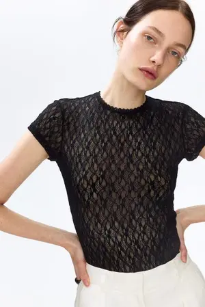 H&m Lace-look Jersey Thong Bodysuit