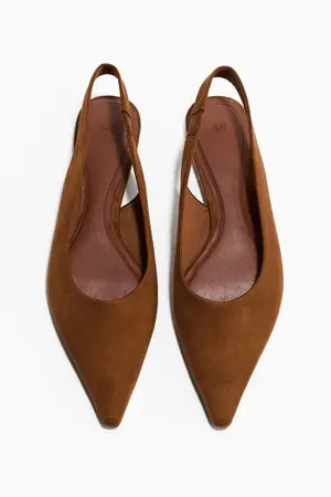 H&m Pointed Toe Slingbacks With Elasticated Heel Strap