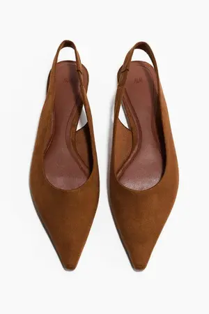 H&m Pointed Toe Slingbacks With Elasticated Heel Strap