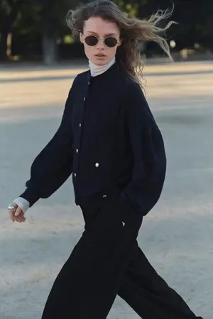 H&m Oversized Ribbed Cardigan With Press-stud Pockets - Navy Blue