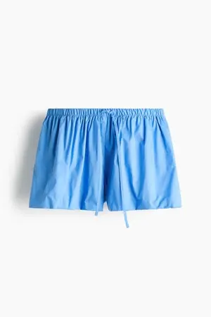 H&m Cotton Balloon Beach Shorts With Drawstring Waist - Blue