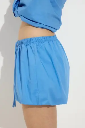 H&m Cotton Balloon Beach Shorts With Drawstring Waist - Blue