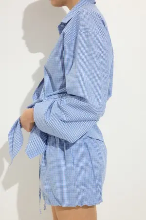 H&m Cotton Gingham Balloon Hem Shorts