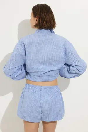 H&m Cotton Gingham Balloon Hem Shorts