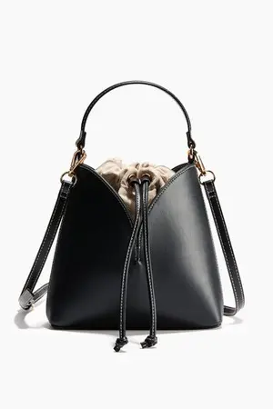 H&m Crossbody Bucket Bag With Accent Stitching