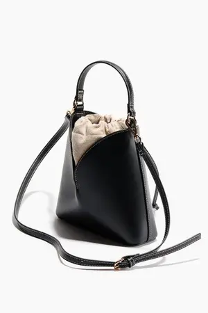 H&m Crossbody Bucket Bag With Accent Stitching