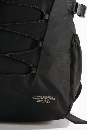 H&m Woven Backpack With Padded Straps And Zip Compartments