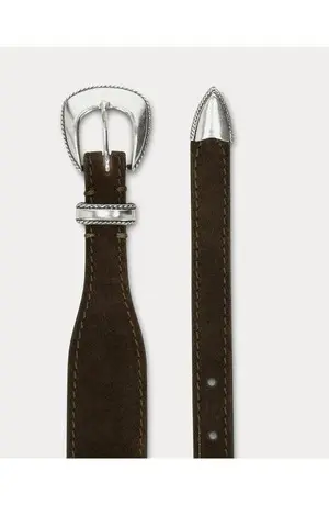 FORTELA Arizona Silver Buckle Suede Leather Belt