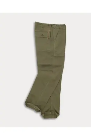 FORTELA Fatigue Herringbone Cotton Trousers - Sage Green