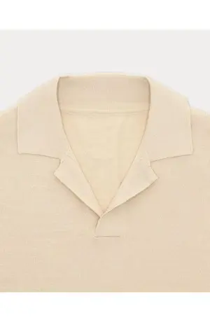 FORTELA Adrien V-neck Cotton Polo - Ecru