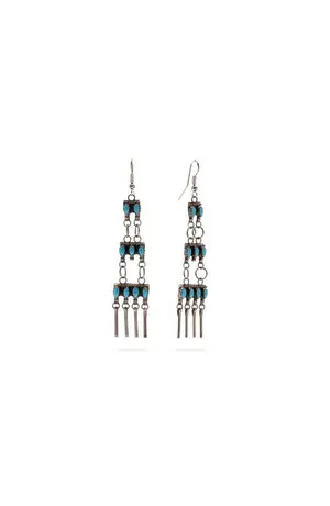 FORTELA Sterling Turquoise Drop Earrings - Silver