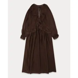 FORTELA Cotton Silk Caftan Dress - Brown