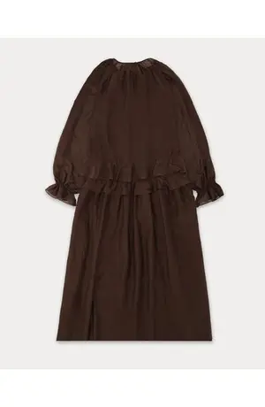 FORTELA Cotton Silk Caftan Dress - Brown