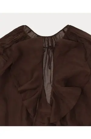 FORTELA Cotton Silk Caftan Dress - Brown