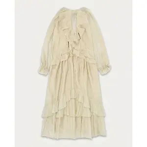 FORTELA Cotton Silk Caftan Dress - Cream