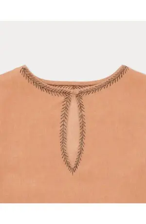 FORTELA Georgie Embroidered Linen Blouse - Light Orange