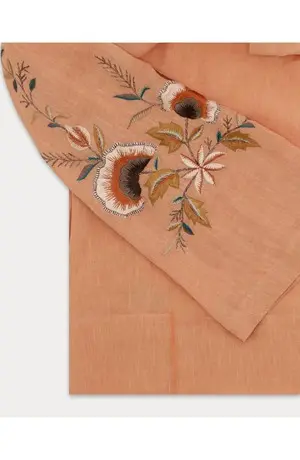 FORTELA Georgie Embroidered Linen Blouse - Light Orange