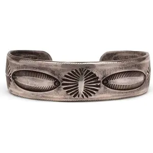 FORTELA Sterling Engraved Navajo Cuff Bracelet - Silver