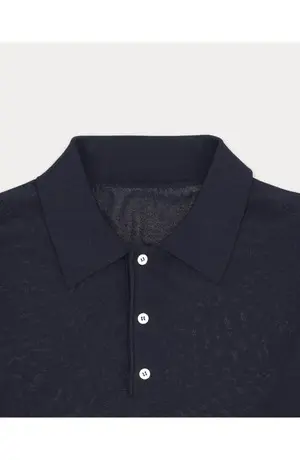 FORTELA Bennet Long Sleeve Cotton Polo - Blue