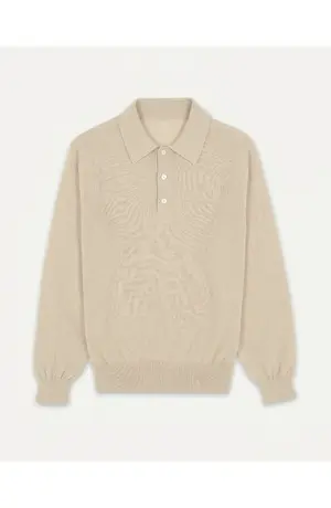 FORTELA Bennet Long Sleeve Cotton Polo - Ecru